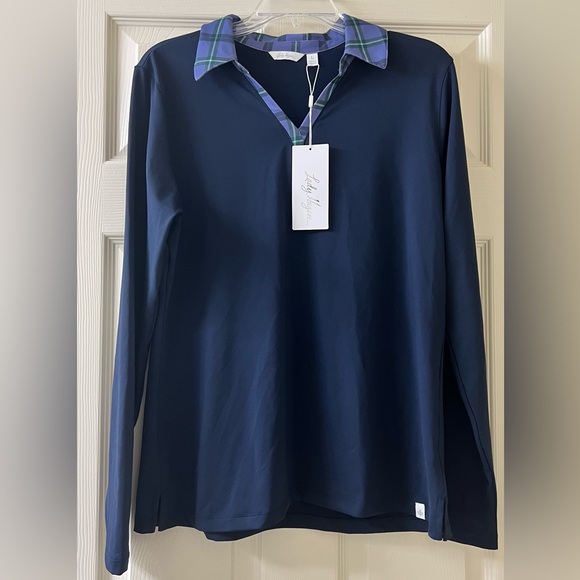Lady Hagen | Tops | Lady Hagen Johnny Collar Long Sleeve Polo Shirt ...